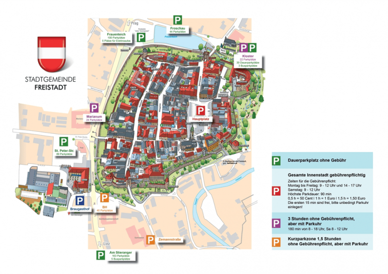 Parken in und rund um Freistadt - Alle Parkmöglichkeiten auf einem Blick